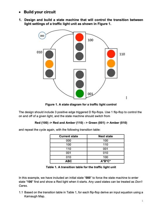 Solved • Build your circuit 1. Design and build a state | Chegg.com