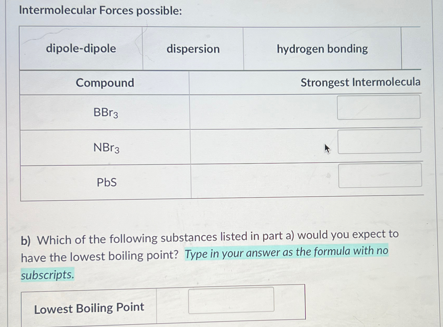 Solved Intermolecular Forces | Chegg.com