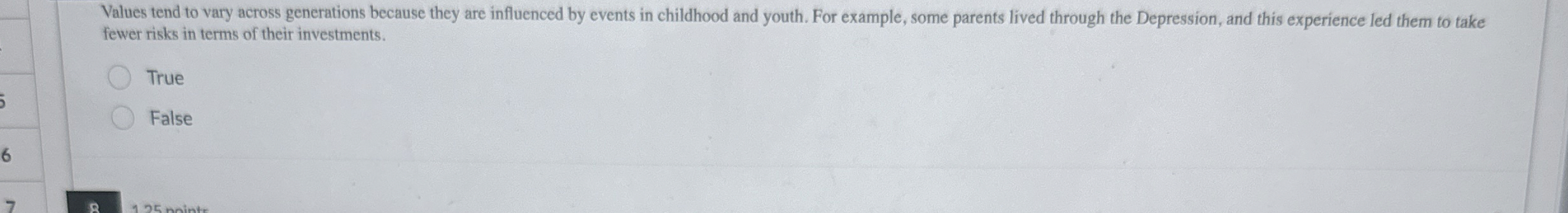Solved Values tend to vary across generations because they | Chegg.com