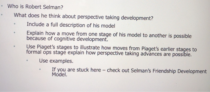 Solved • Who is Robert Selman? What does he think about | Chegg.com