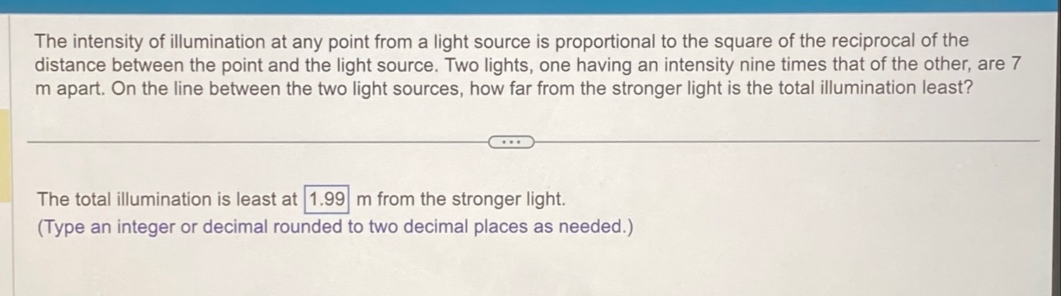 Solved The intensity of illumination at any point from a | Chegg.com