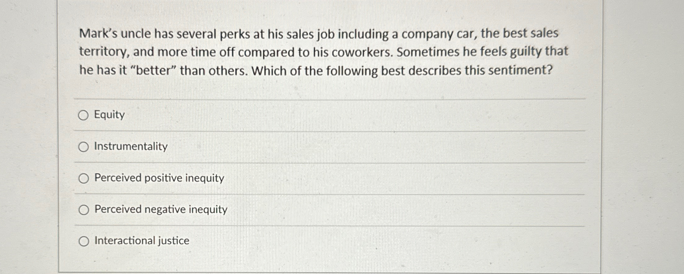 Solved Mark's uncle has several perks at his sales job | Chegg.com