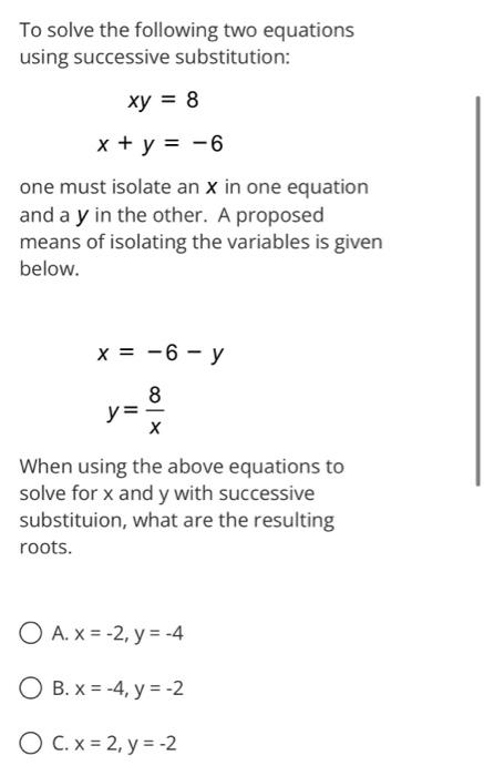 Solved To solve the following two equations using successive | Chegg.com