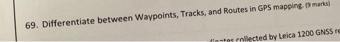 Solved 69. Differentiate between Waypoints, Tracks, and | Chegg.com