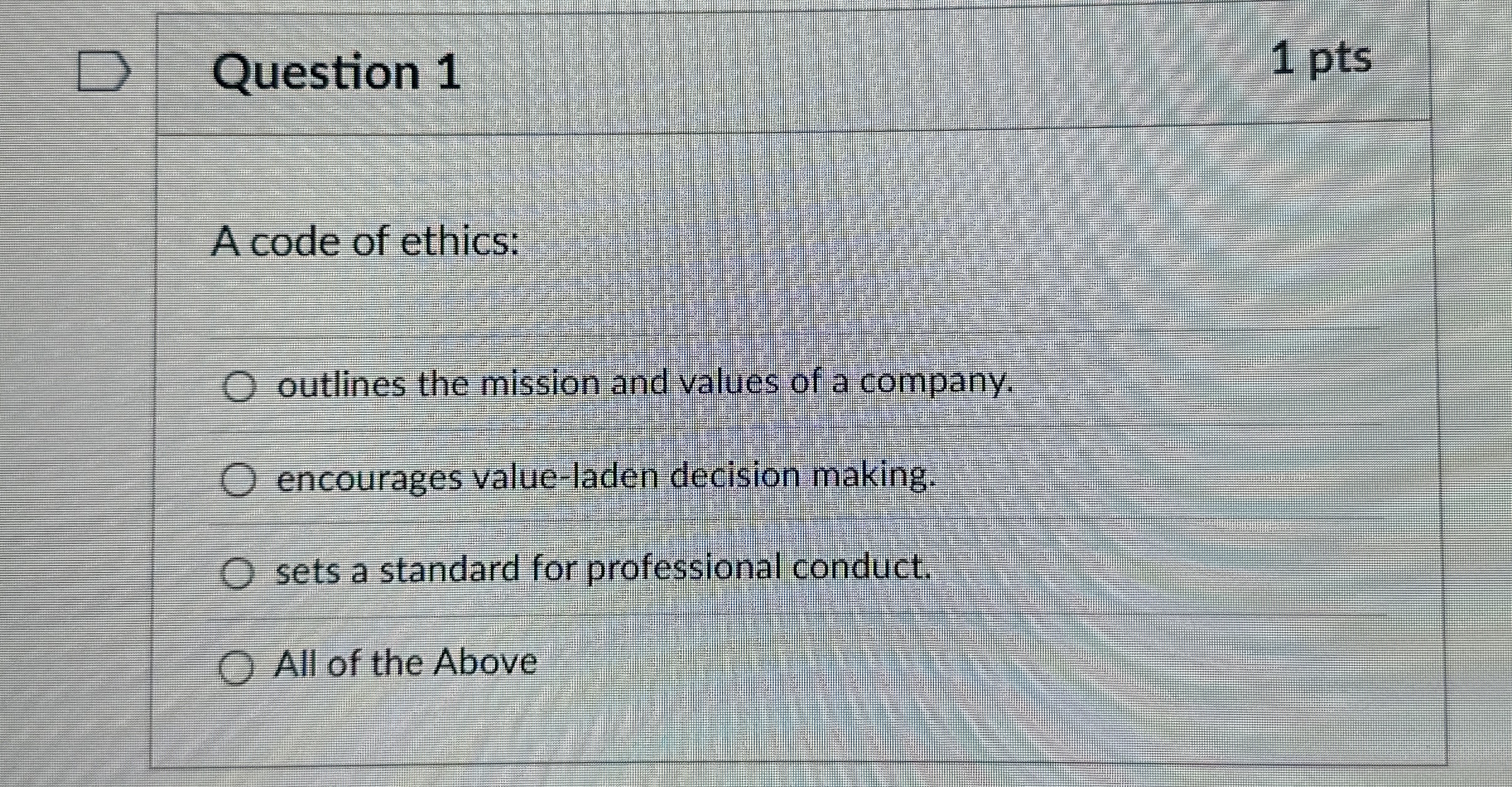Solved Question 11 ﻿ptsA code of ethics:outlines the mission | Chegg.com