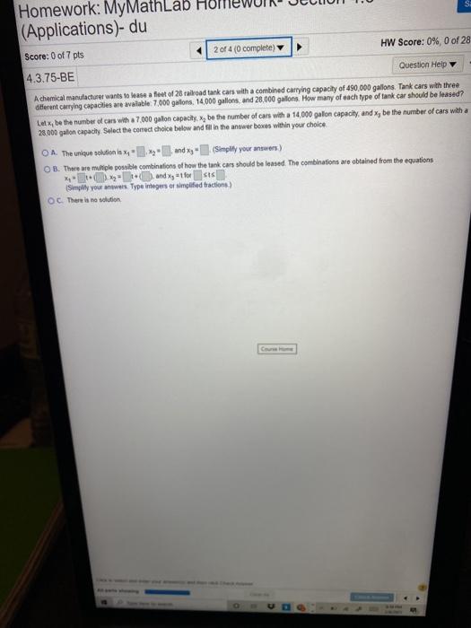 Solved SI Homework: MyMath ab (Applications)- du HW Score: | Chegg.com