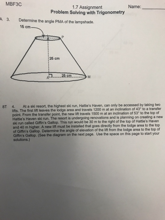 Solved MBF3C 1.7 Assignment Problem Solving with | Chegg.com