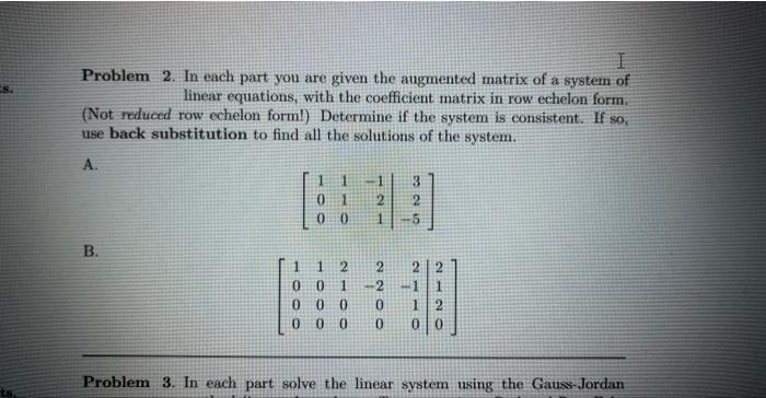 Solved Problem 2 In Each Part You Are Given The Augmented