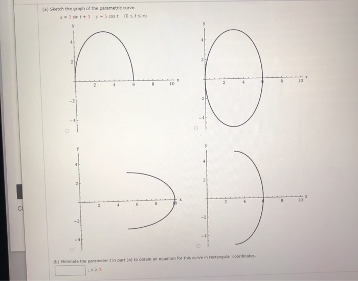 Solved (a) Sketch the graph of the parametric curve. x = 3 | Chegg.com