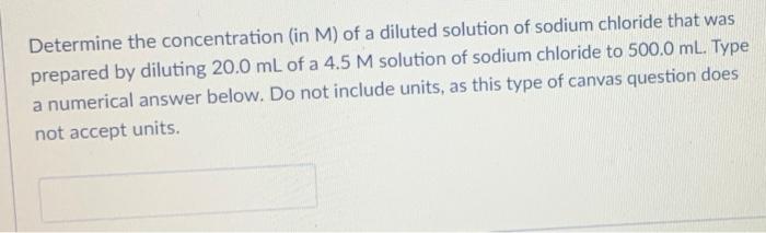 Solved Determine the concentration (in M) of a diluted | Chegg.com