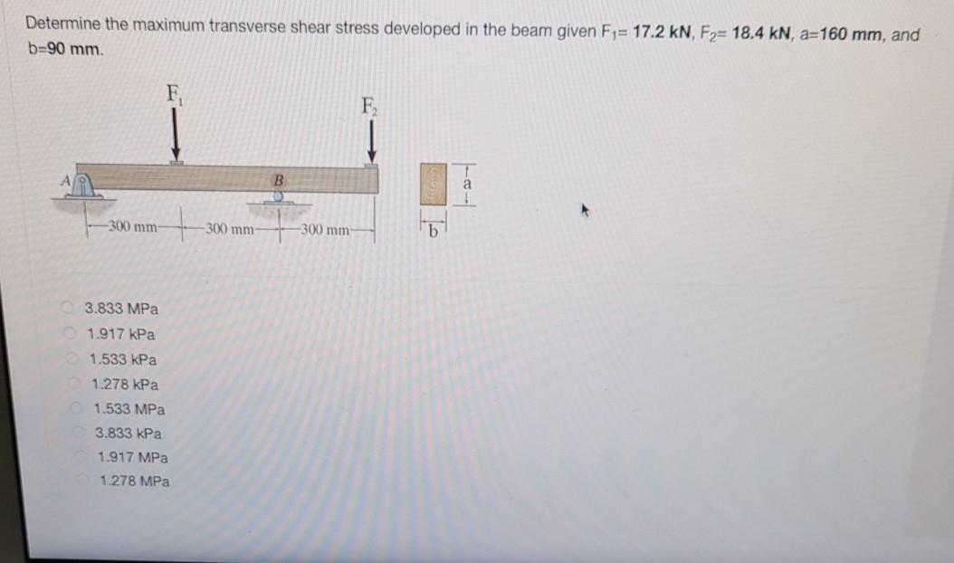 Solved Determine the maximum transverse shear stress | Chegg.com