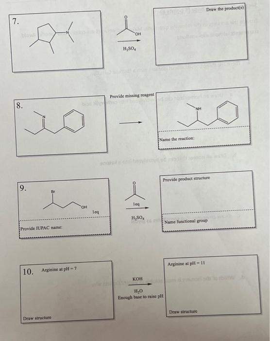 Solved 7. Draw the product(s) Provide missing reagent 9. | Chegg.com