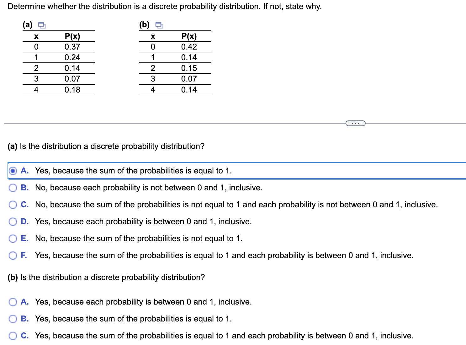 Solved Determine whether the distribution is a discrete | Chegg.com