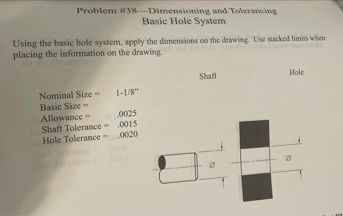 Solved Problem #38—Dimensioning and Tolerancing Basic Hole | Chegg.com