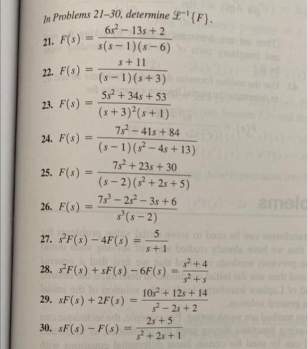 Solved In Problems 21-30, determine L−1{F}. 21. | Chegg.com