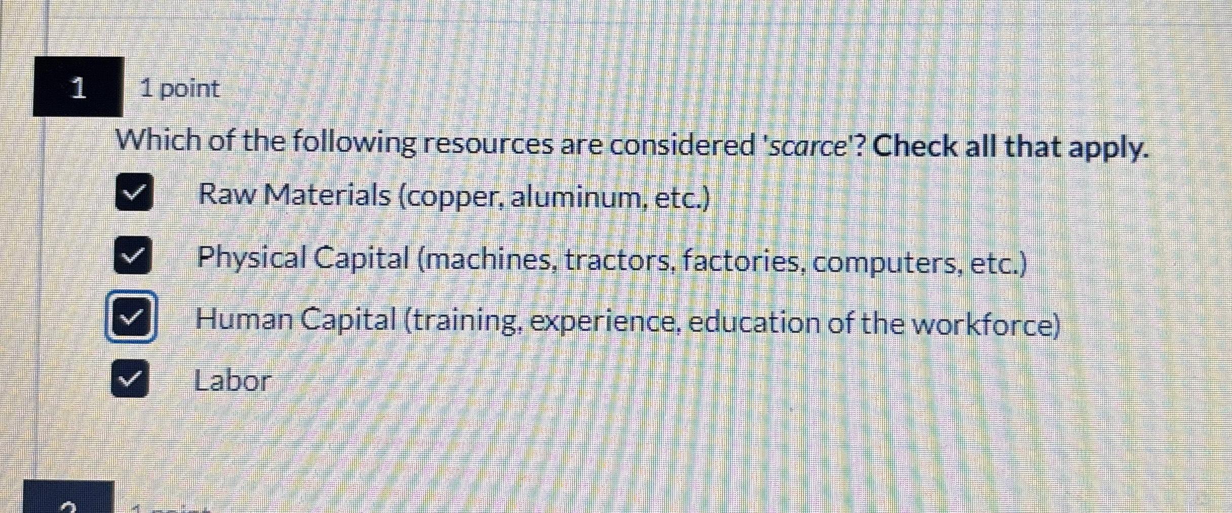 Solved 11 ﻿pointWhich of the following resources are | Chegg.com