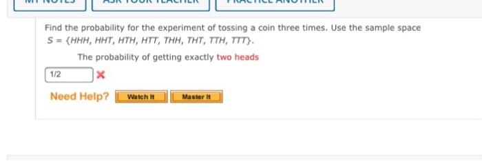 Solved Find the probability for the experiment of tossing a | Chegg.com