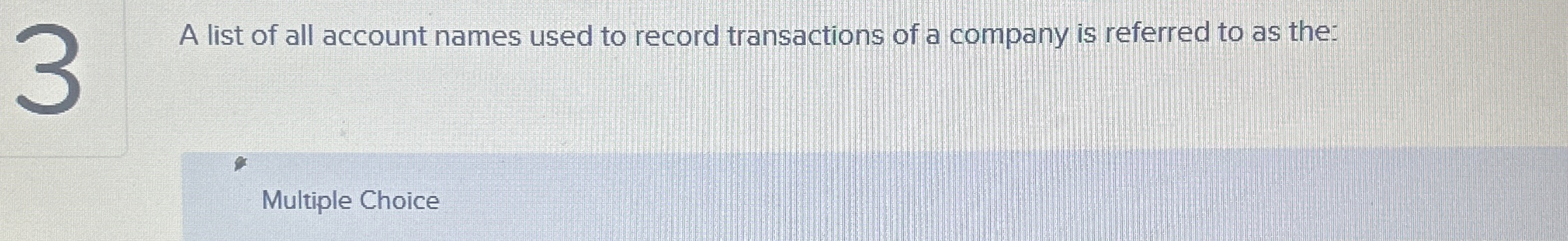Solved A list of all account names used to record | Chegg.com