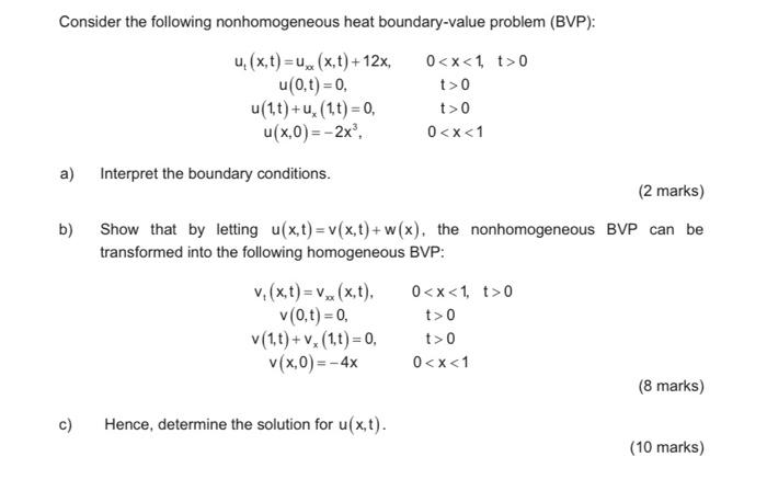 Solved Consider the following nonhomogeneous heat | Chegg.com
