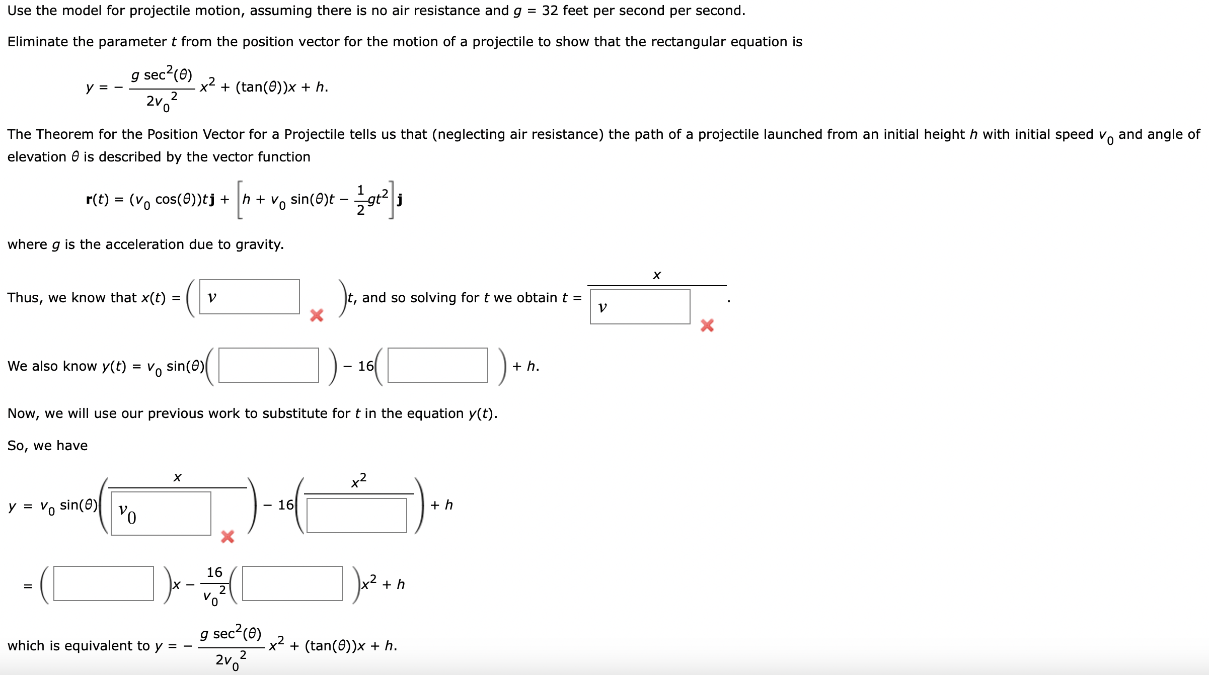 Solved Use the model for projectile motion, assuming there | Chegg.com