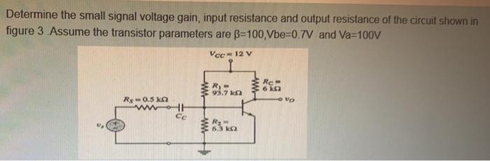 Solved Determine the small signal voltage gain, input | Chegg.com