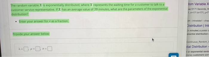 Solved The random variable X is exponentially distributed, | Chegg.com