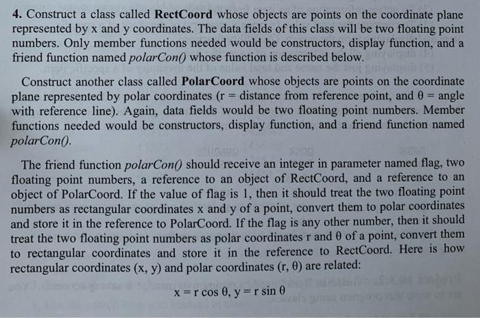 Solved 4. Construct a class called RectCoord whose objects | Chegg.com