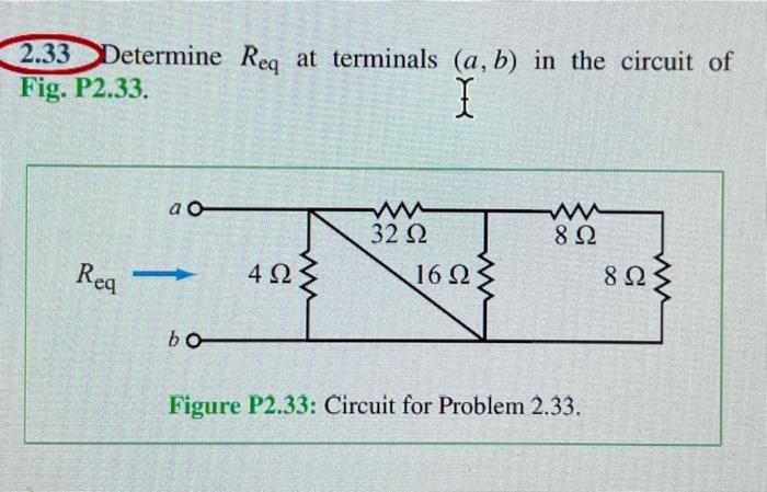 Solved 2.33 Determine Req at terminals (a,b) in the circuit | Chegg.com
