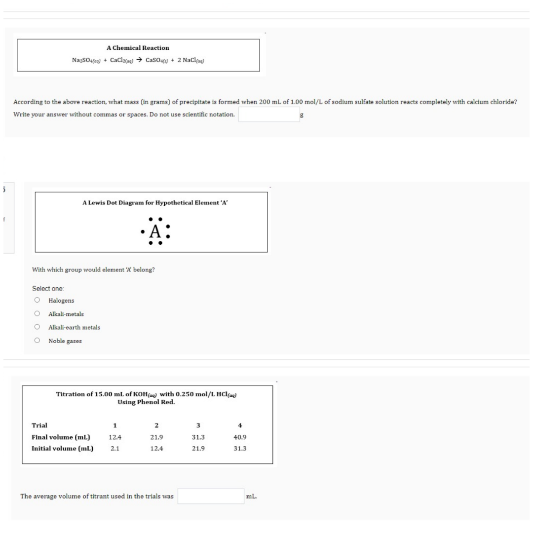 Solved A Chemical Reaction Na2SO4(aq) + CaCl2(aq) → CaSO4(a) | Chegg.com