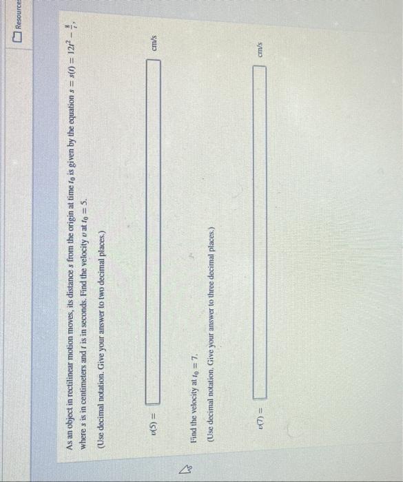 Solved As an object in rectilinear motion moves, its | Chegg.com
