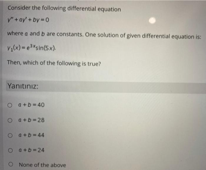 Solved Consider the following differential equation | Chegg.com