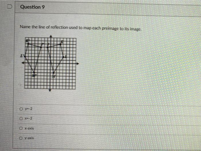 Solved Question 9 Name the line of reflection used to map | Chegg.com