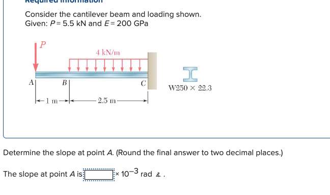 Solved Consider the cantilever beam and loading shown.Given: | Chegg.com