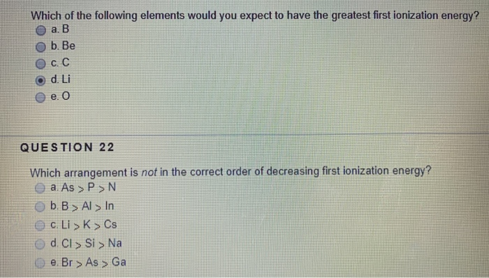 Solved Which of the following elements would you expect to | Chegg.com