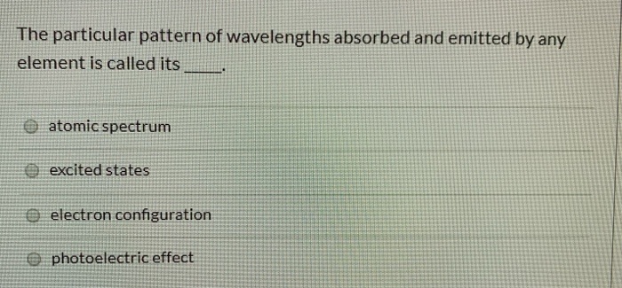 Solved The particular pattern of wavelengths absorbed and | Chegg.com
