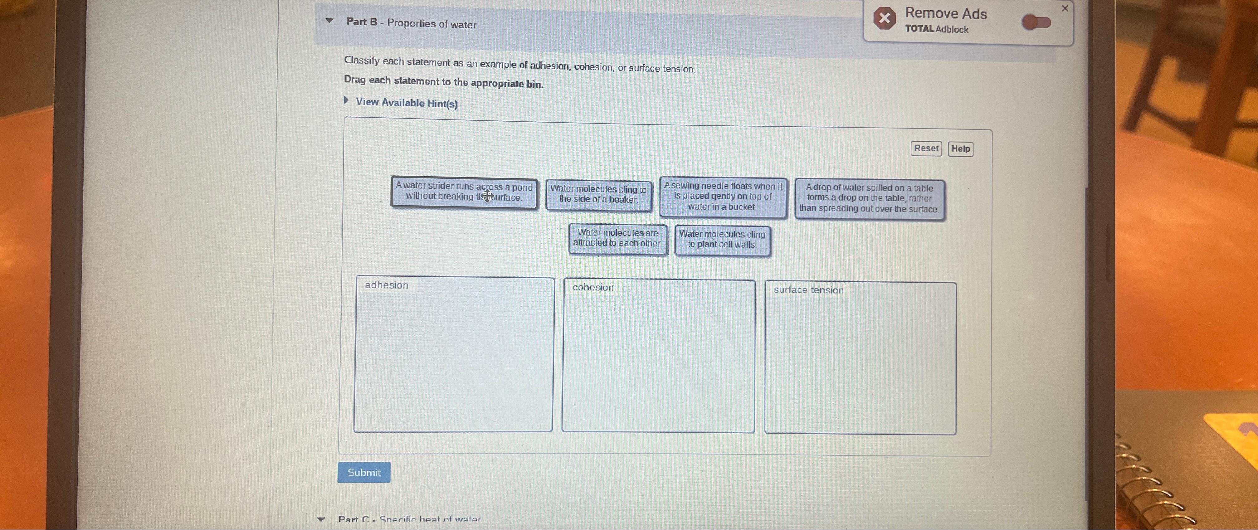 Solved Remove Ads TOTALAdblockClassify each statement as an | Chegg.com