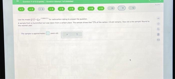 Solved ||| Question 11 of 12 (1 point) | Question Attempt: 1 | Chegg.com