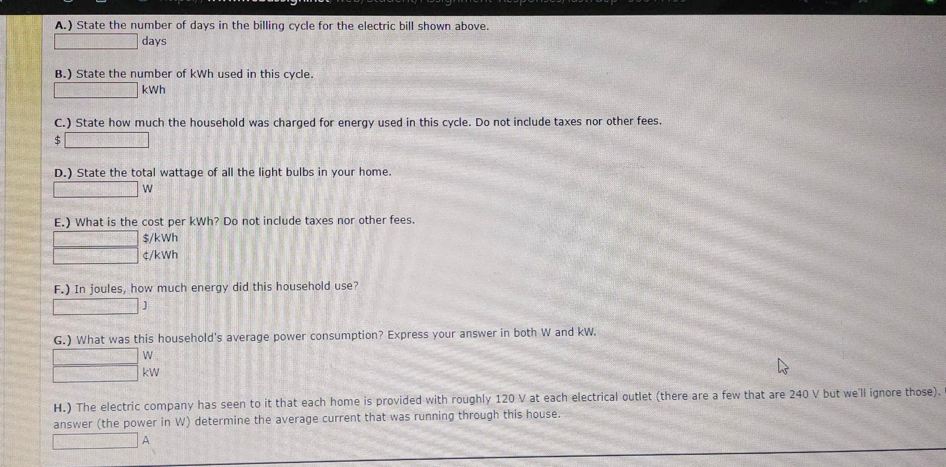 Solved B.) State the number of kWh used in this cycle. kWh | Chegg.com