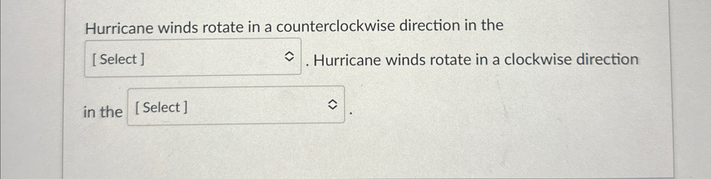 Solved Hurricane winds rotate in a counterclockwise | Chegg.com