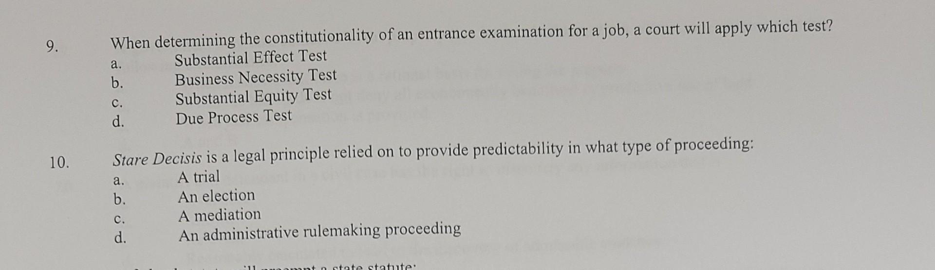 Solved 9. a. When determining the constitutionality of an | Chegg.com