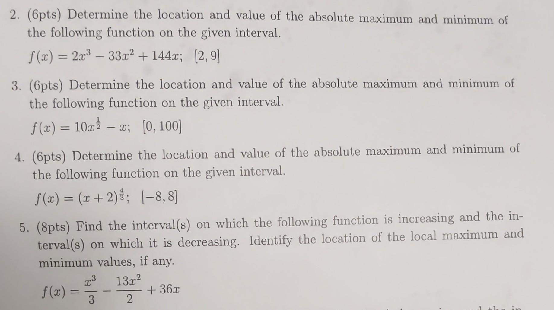 Solved 2. (6pts) Determine the location and value of the | Chegg.com