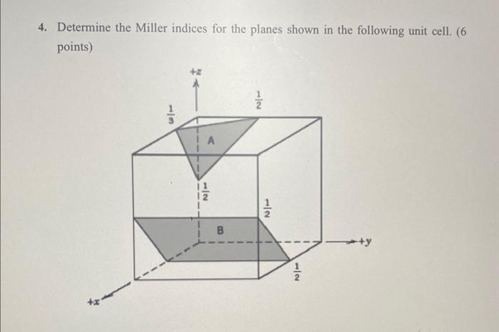 Solved 4. Determine the Miller indices for the planes shown | Chegg.com