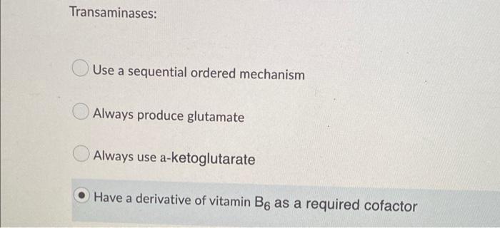 Solved Transaminases: Use a sequential ordered mechanism | Chegg.com