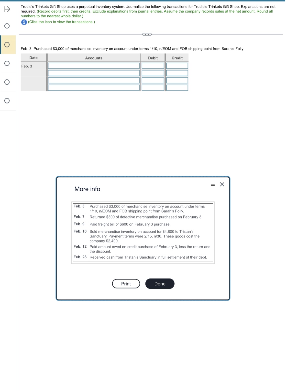 Solved Trudie's Trinkets Gift Shop uses a perpetual | Chegg.com