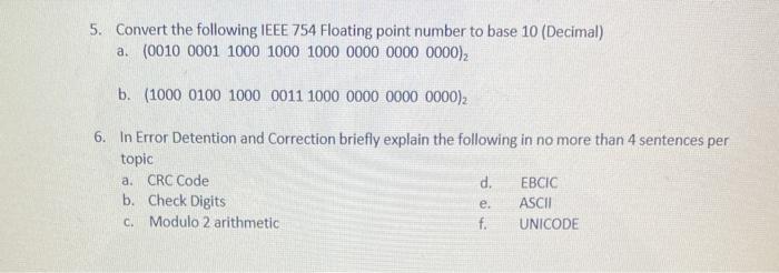 Solved 1. Using our 14 bit-floating -point model with (5 bit | Chegg.com