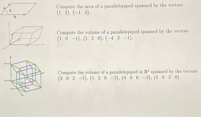 Solved Compute the area of a parallelepiped spanned by the | Chegg.com