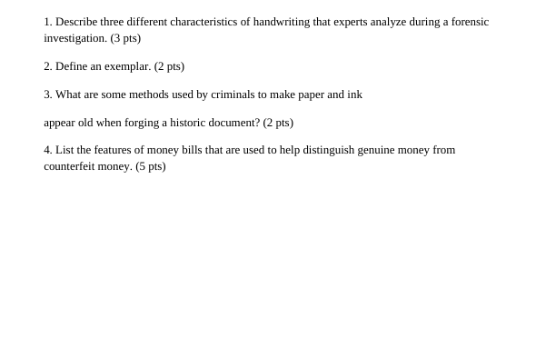 Solved 1. ﻿Describe three different characteristics of | Chegg.com