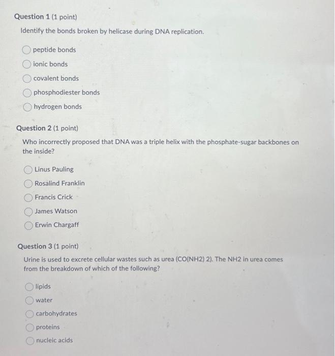 Solved Identify the bonds broken by helicase during DNA | Chegg.com