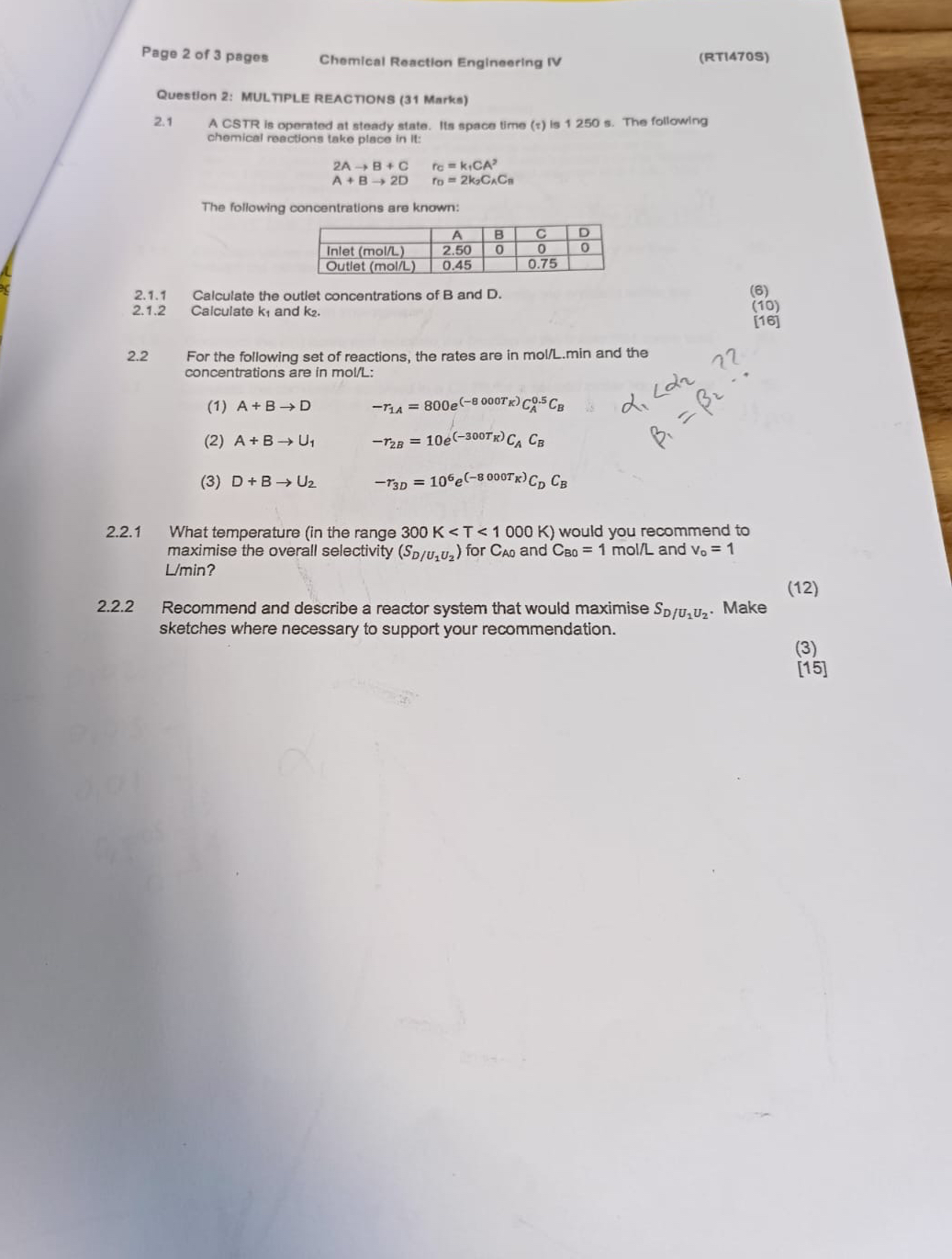 Solved Page 2 ﻿of 3 ﻿pagesChemical Reaction Engineering | Chegg.com