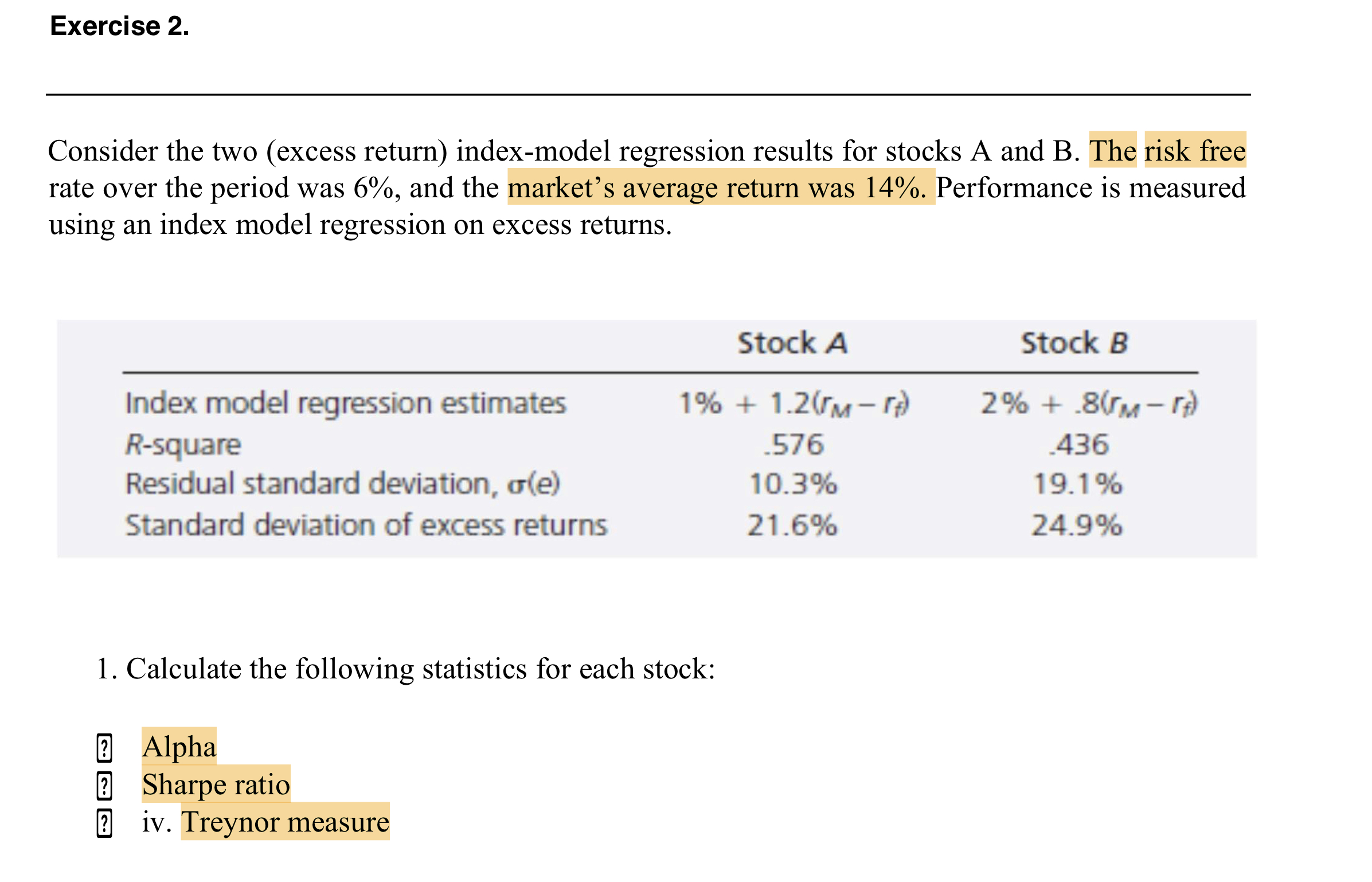 Solved Exercise 2.Consider the two (excess return) | Chegg.com